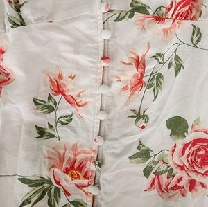 Zara | Dresses | Zara Floral Rose Print Linen Cotton Romance Mini Dress ...